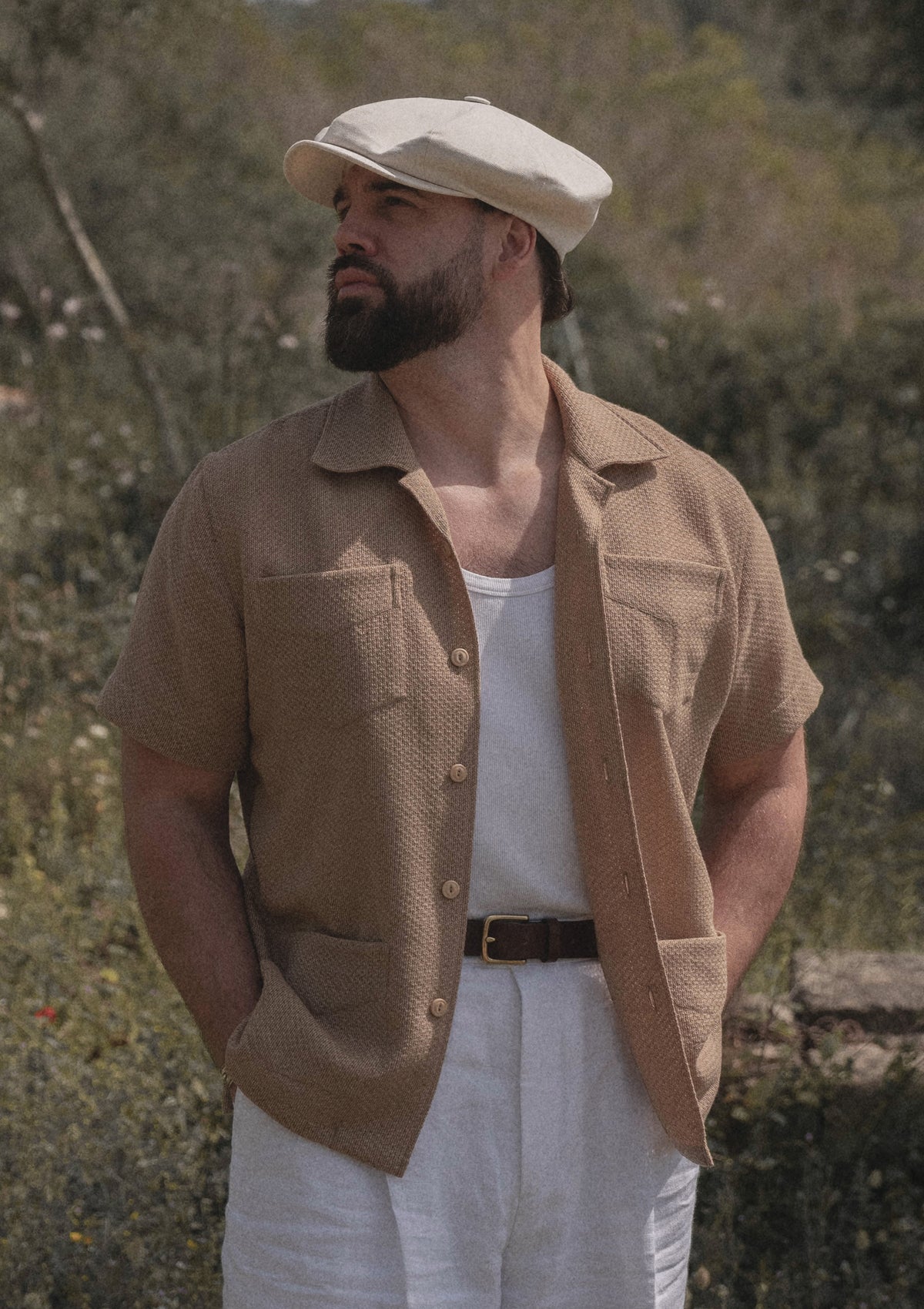 Crochet Short Sleeve Board Shirt - Mocha – Thomas Farthing London