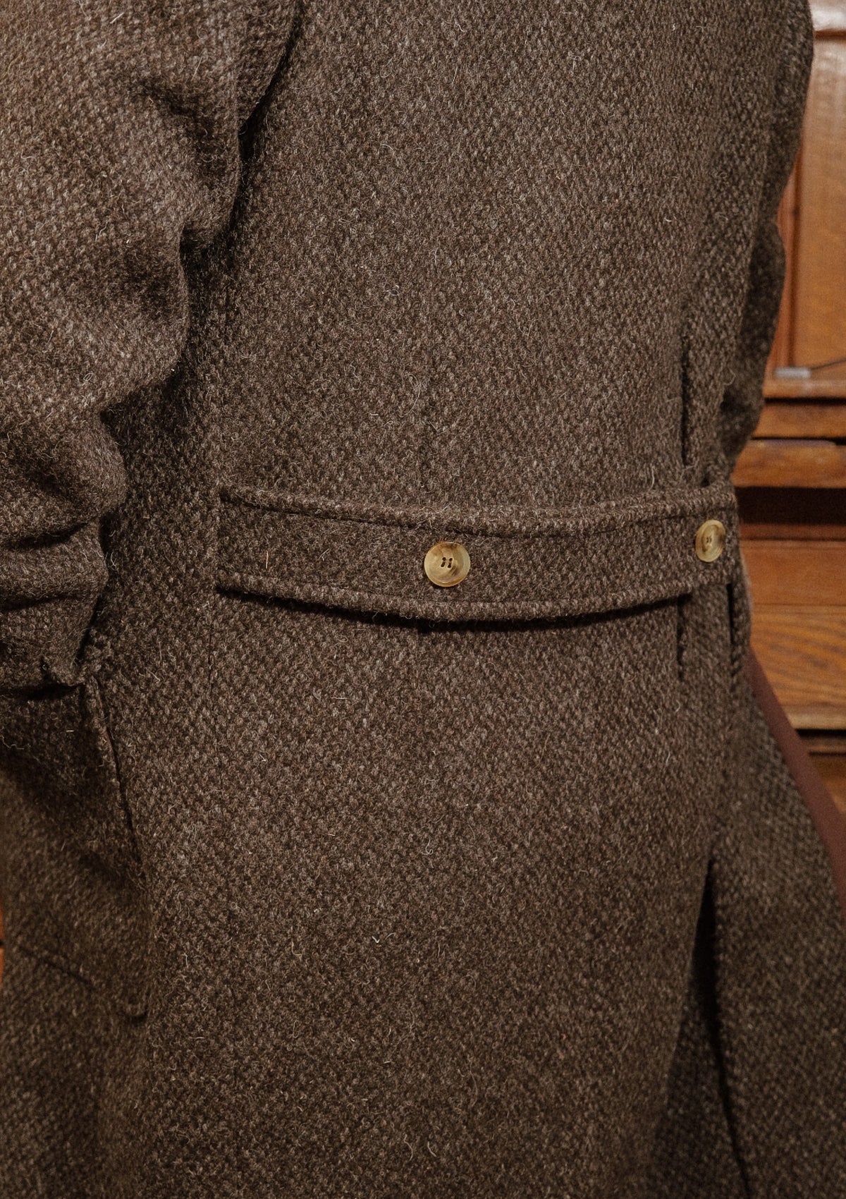 Bawden Double Breasted Pure Wool Overcoat - Faded Brown Barleycorn ...