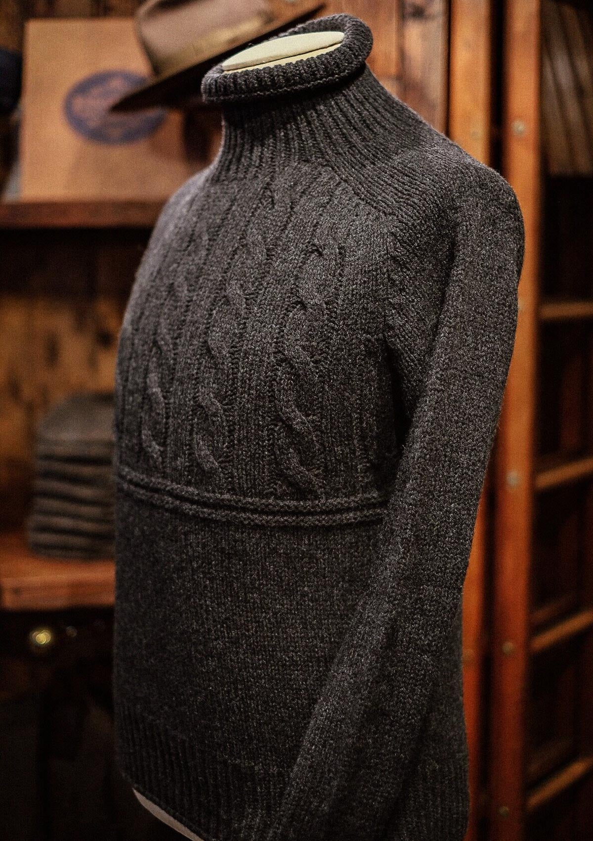 Clapperton Half Cable Knit Lambswool Sweater - Dark Grey – Thomas ...