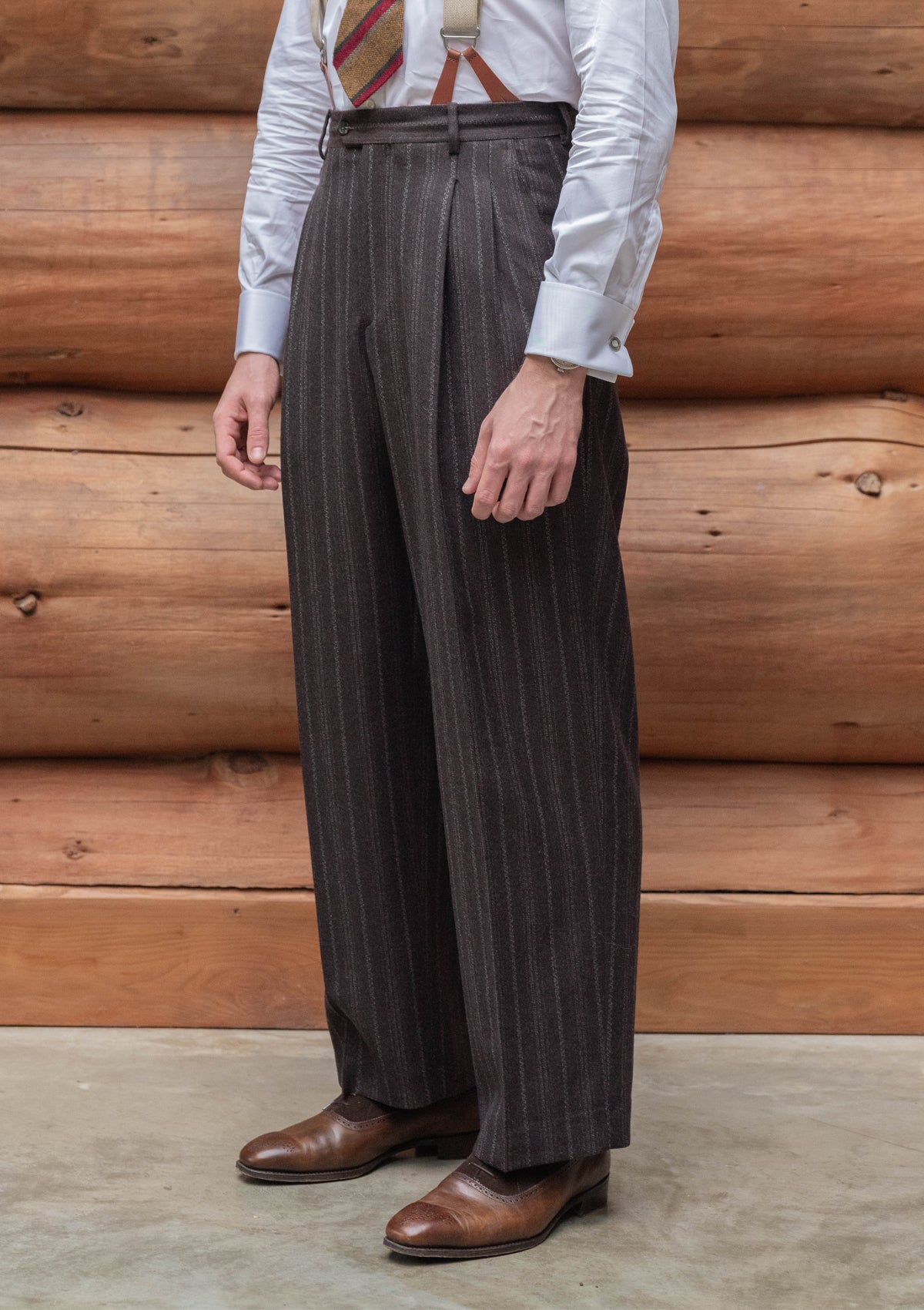 Munro Clark Trouser - Dark Taupe with Vintage Grey Stripe – Thomas ...